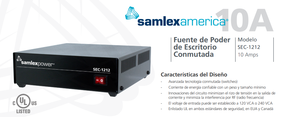 Samlex Power SEC-1212 Fuente de Poder Switching 10 AMPS – 13.8 VDC Pre ...